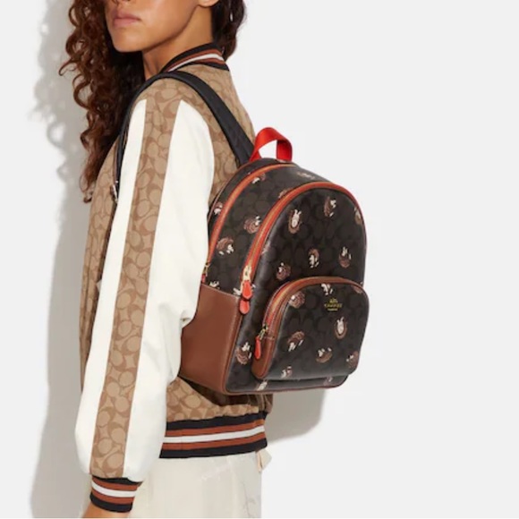 Coach | Bags | Coach Court Backpack In Signature Canvas With Hedgehog ...